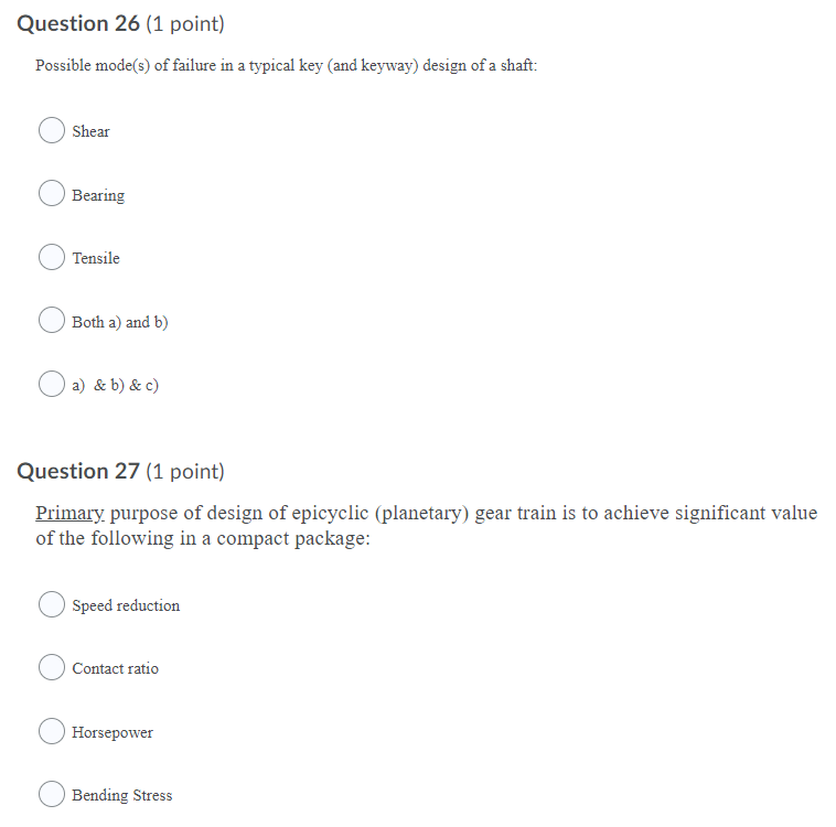 Solved Question 26 (1 point) Possible mode(s) of failure in | Chegg.com