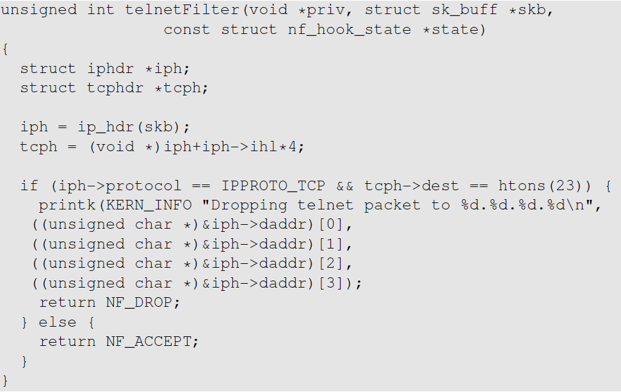 Solved The following program is part of a Netfilter packet | Chegg.com