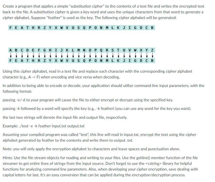 Solved Create a program that applies a simple "substitution | Chegg.com