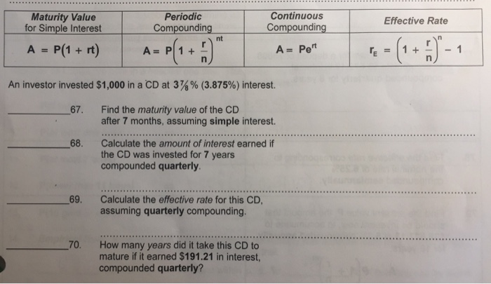 Solved Continuous Compounding A Pert Maturity Value Periodic | Chegg.com