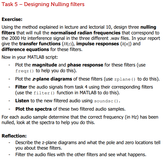 Part 3: FIR Filtering of Audio Part 3 will focus on | Chegg.com
