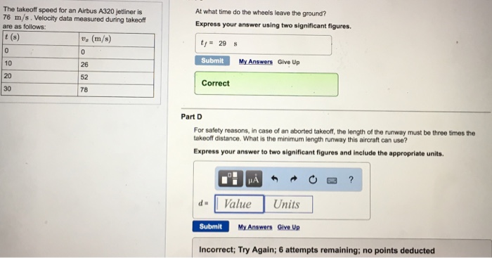Solved The takeoff speed for an Airbus A320 jetliner is 76 | Chegg.com