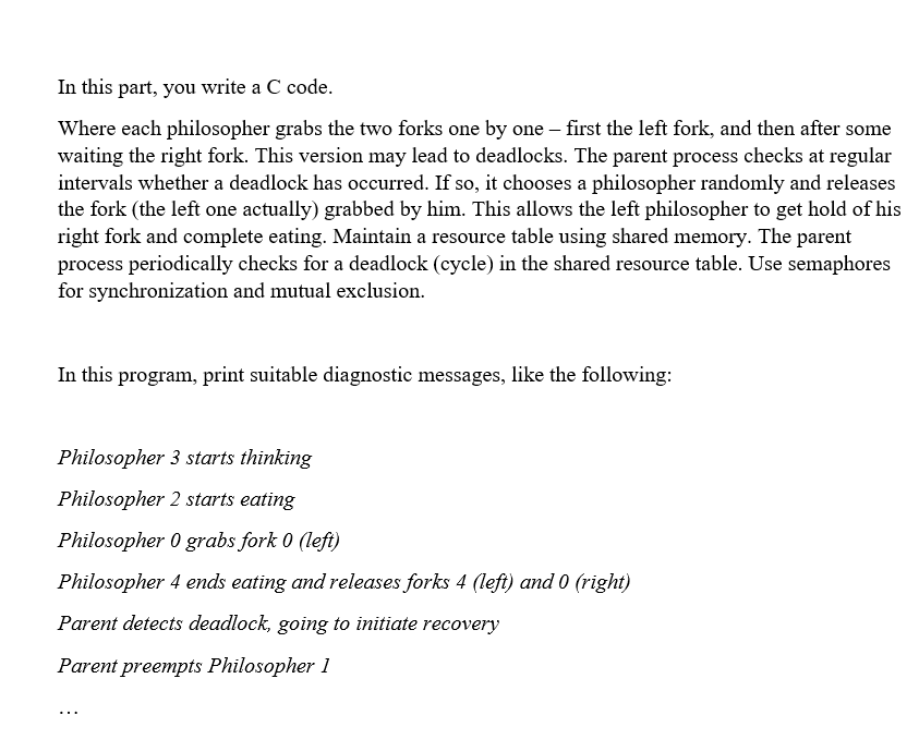 Solved In this assignment, you implement the dining | Chegg.com