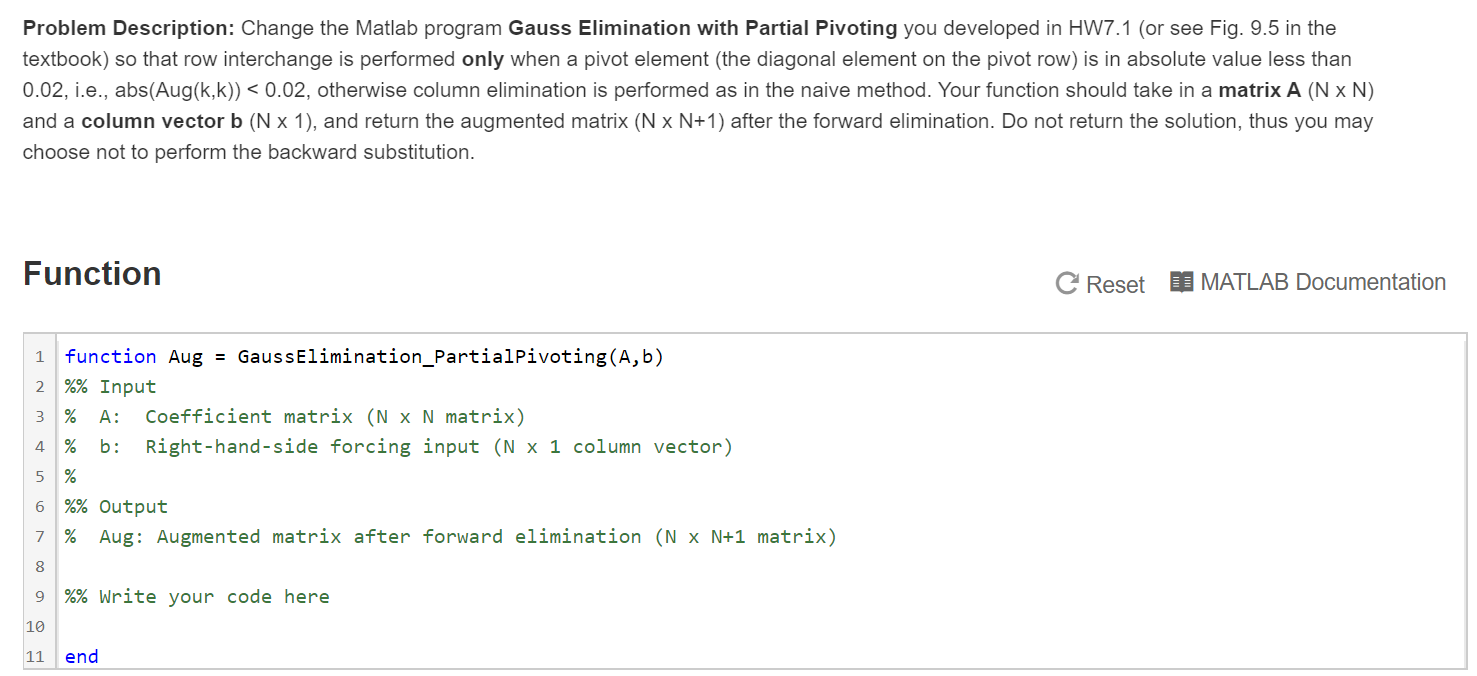 Problem Description: Change the Matlab program Gauss | Chegg.com