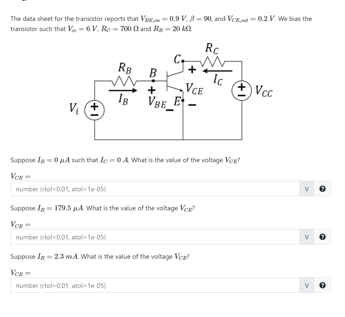 Solved The data sheet for the transistor reports that | Chegg.com