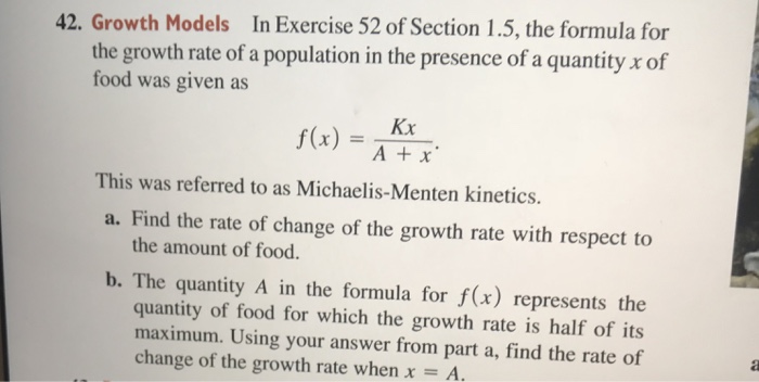 Solved 42. Growth Models In Exercise 52 of Section 1.5, the | Chegg.com