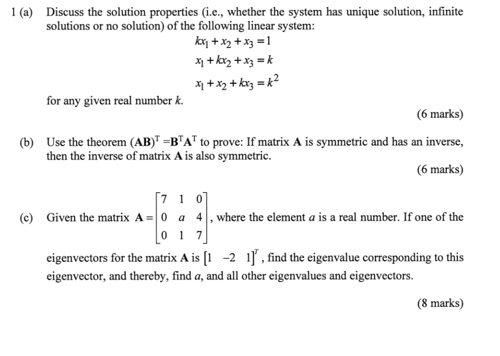 1 (a) ﻿Discuss the solution properties (i.e., | Chegg.com