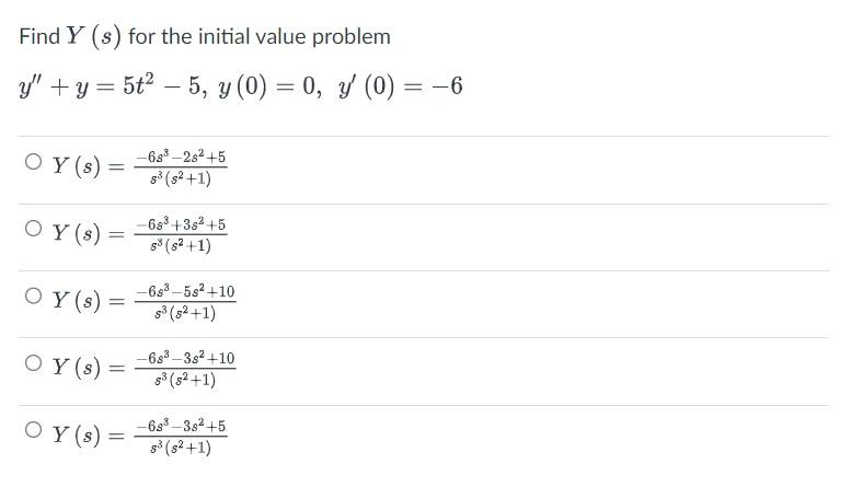 Solved Find Y(s) for the initial value problem | Chegg.com