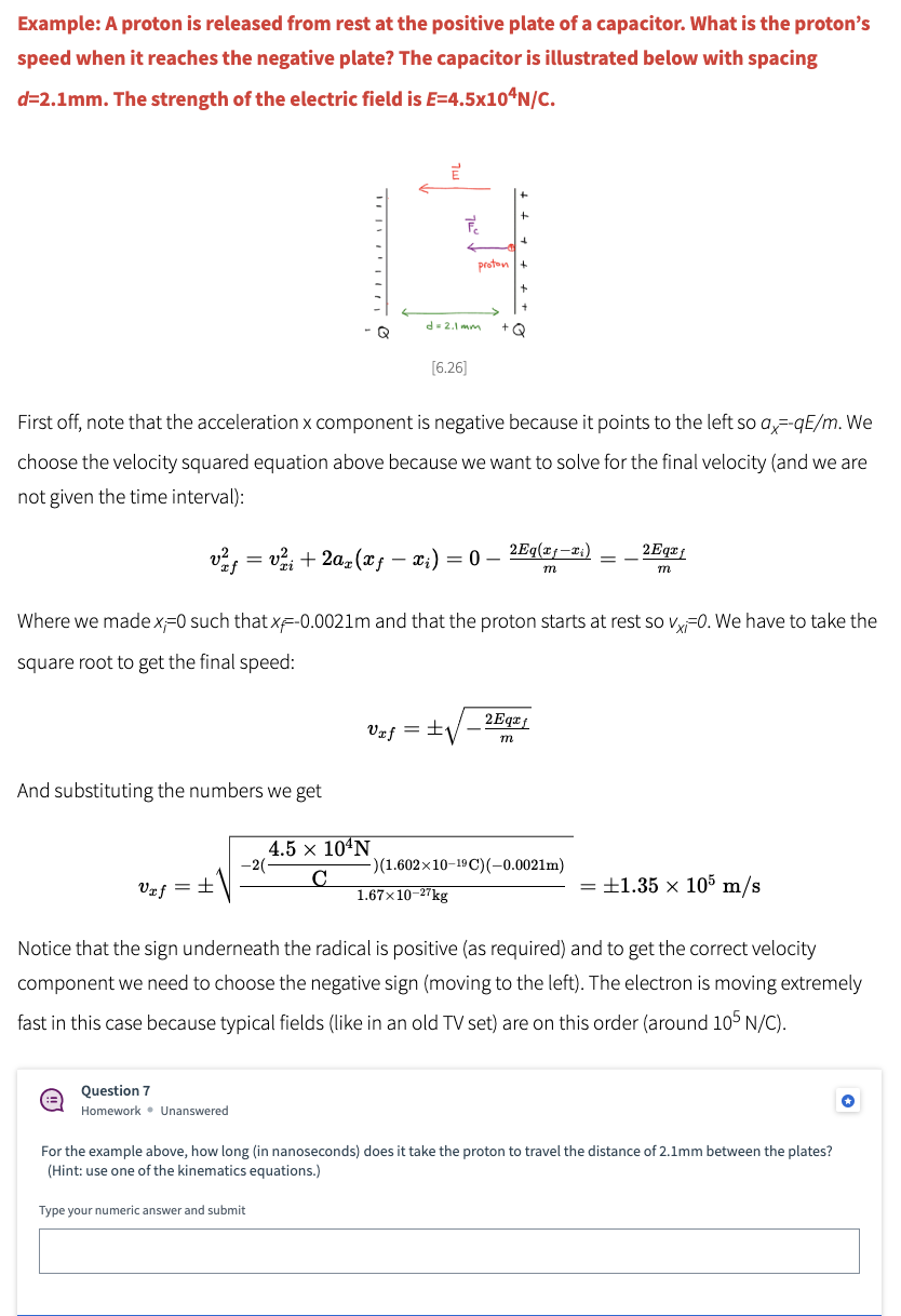 Solved Example: A proton is released from rest at the | Chegg.com