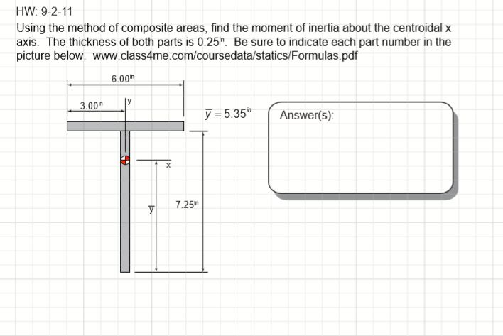 Solved HW: 9-2-11 Using the method of composite areas, find | Chegg.com