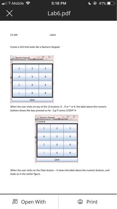 Solved Create a GUI that looks like a numeric keypad in | Chegg.com