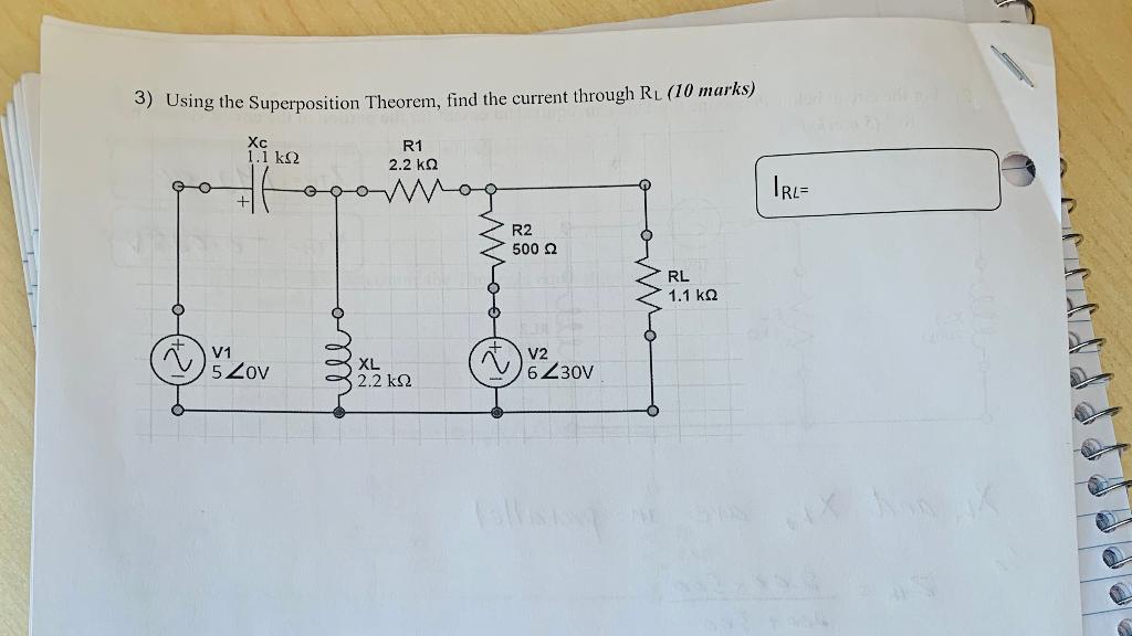 Solved 3) Using the Superposition Theorem, find the current | Chegg.com