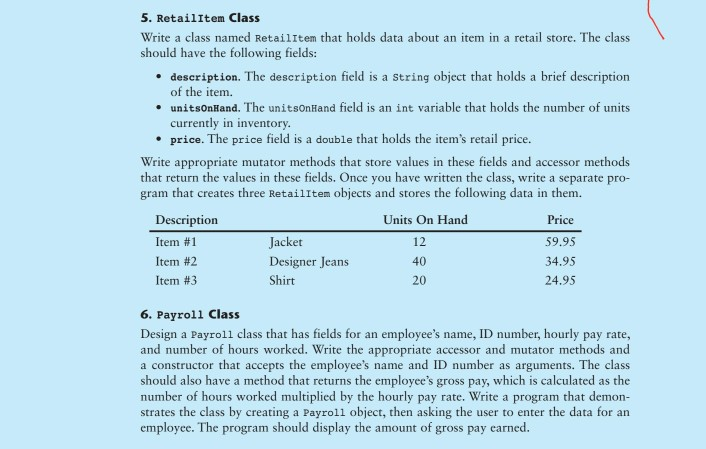 Solved 5. RetailItem Class Write a class named RetailItem | Chegg.com