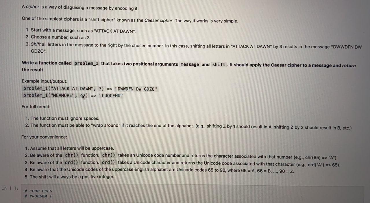 Solved A cipher is a way of disguising a message by encoding | Chegg.com