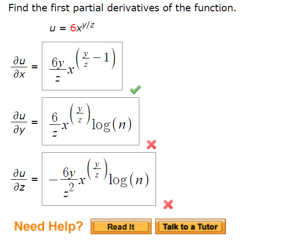 Solved Find the first partial derivatives of the function. U | Chegg.com