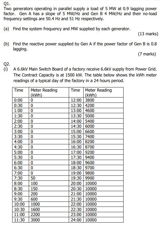 Solved Two generators operating in parallel supply a load of | Chegg.com
