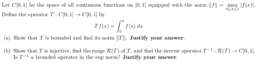 Solved Let C[0,1] be the space of all continuous functions | Chegg.com