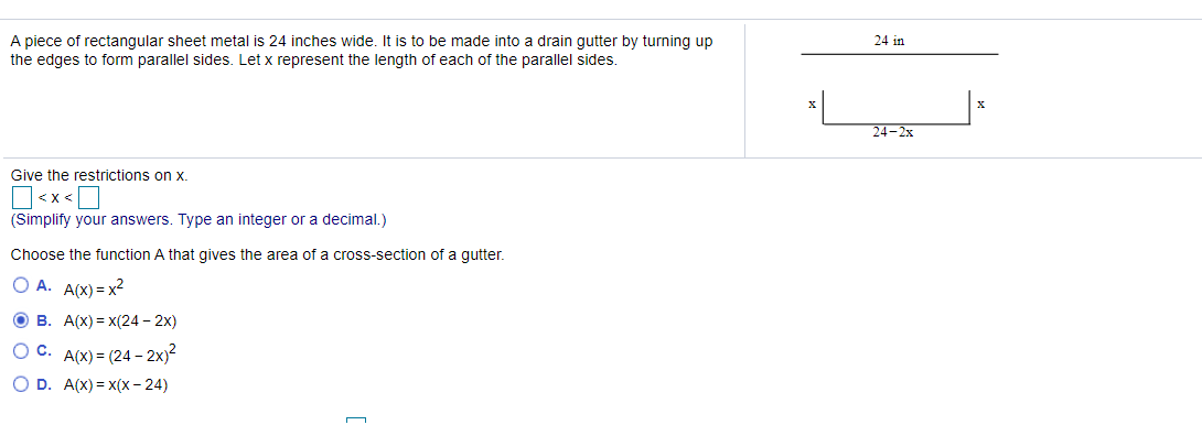 Solved 24 in A piece of rectangular sheet metal is 24 inches | Chegg.com