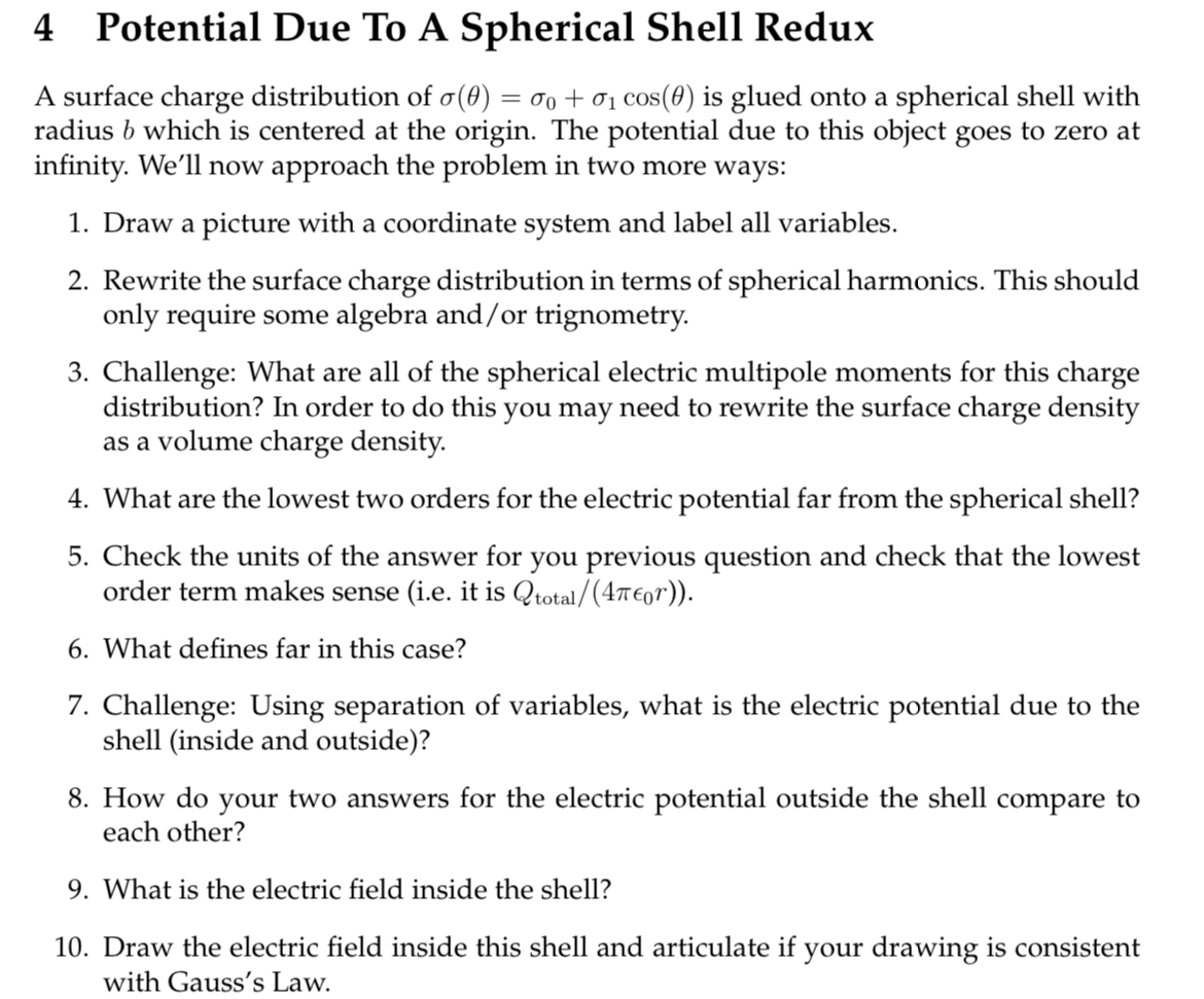 Solved 4 ﻿Potential Due To A Spherical Shell ReduxA surface | Chegg.com