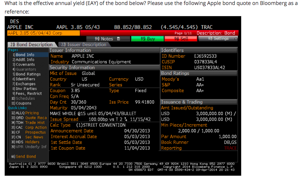 Solved What is the effective annual yield (EAY) of the bond | Chegg.com