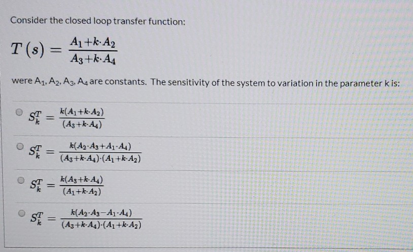 Solved Consider the closed loop transfer function: I (s) = | Chegg.com