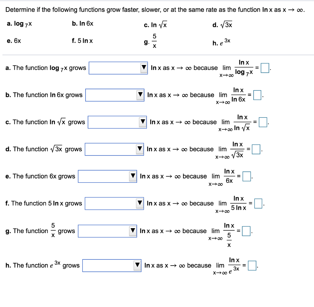Solved Determine if the following functions grow faster, | Chegg.com