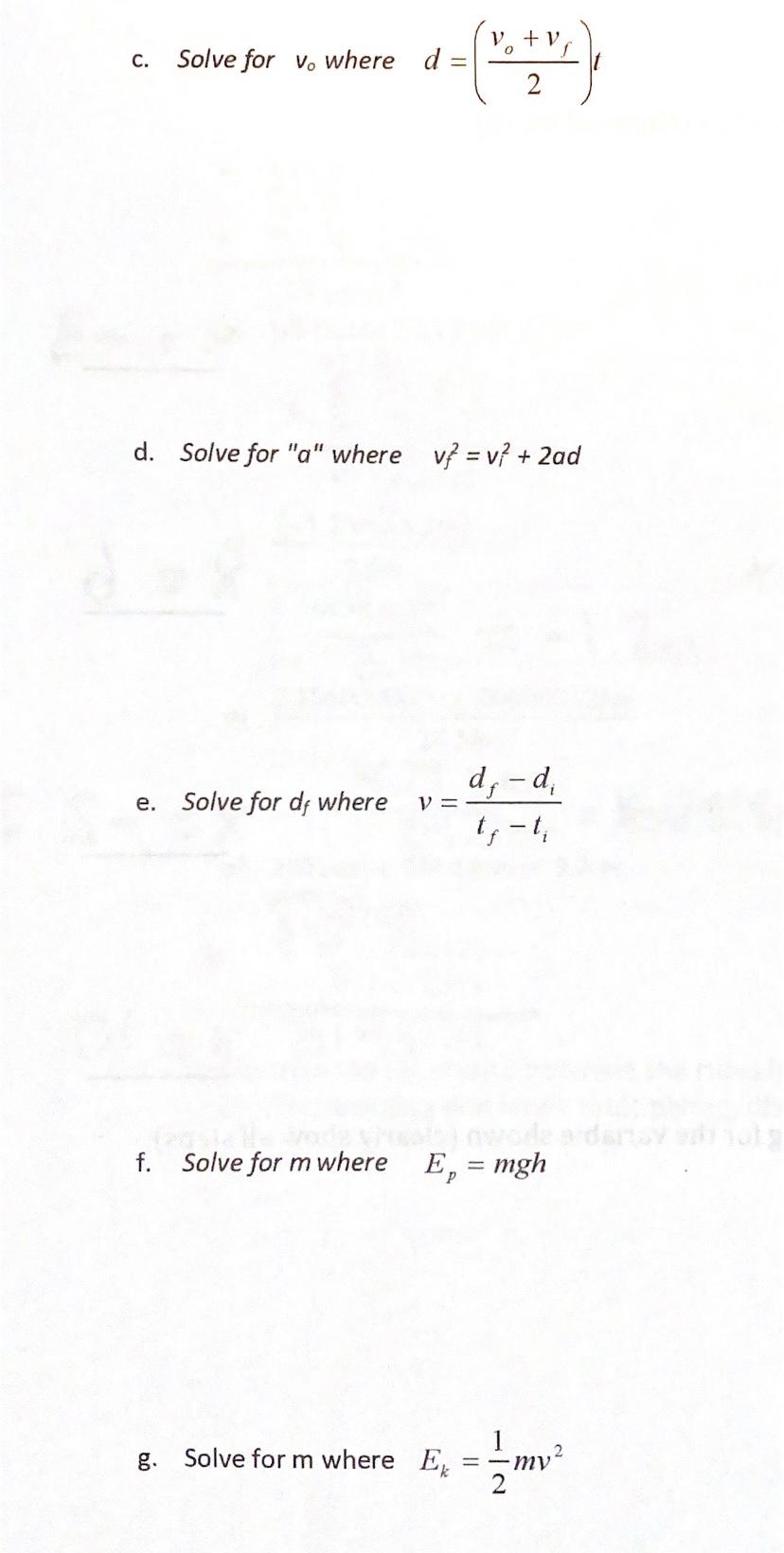 Solved Physics 11 - Rearrange the equation, solving for the | Chegg.com