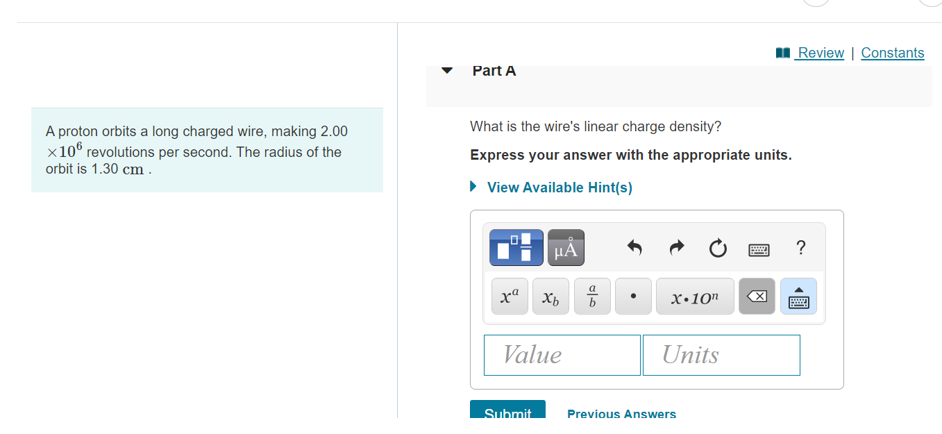 Solved Review | Constants Part A What is the wire's linear | Chegg.com