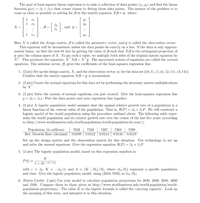 Solved The goal of least-squares linear regression is to | Chegg.com