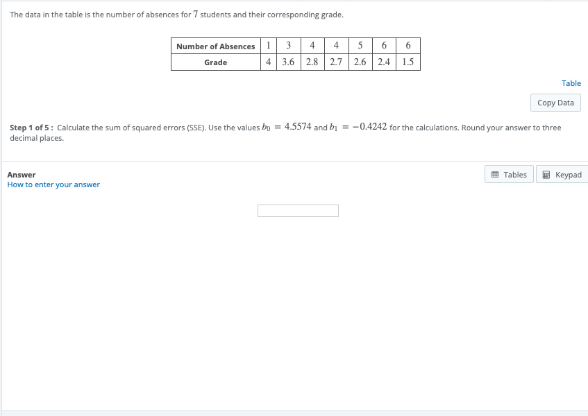 Solved Step 1 Of 5 Calculate The Sum Of Squared Errors 6820
