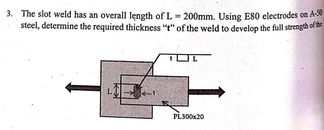 Solved 3. The slot weld has an overall length of L=200 mm. | Chegg.com
