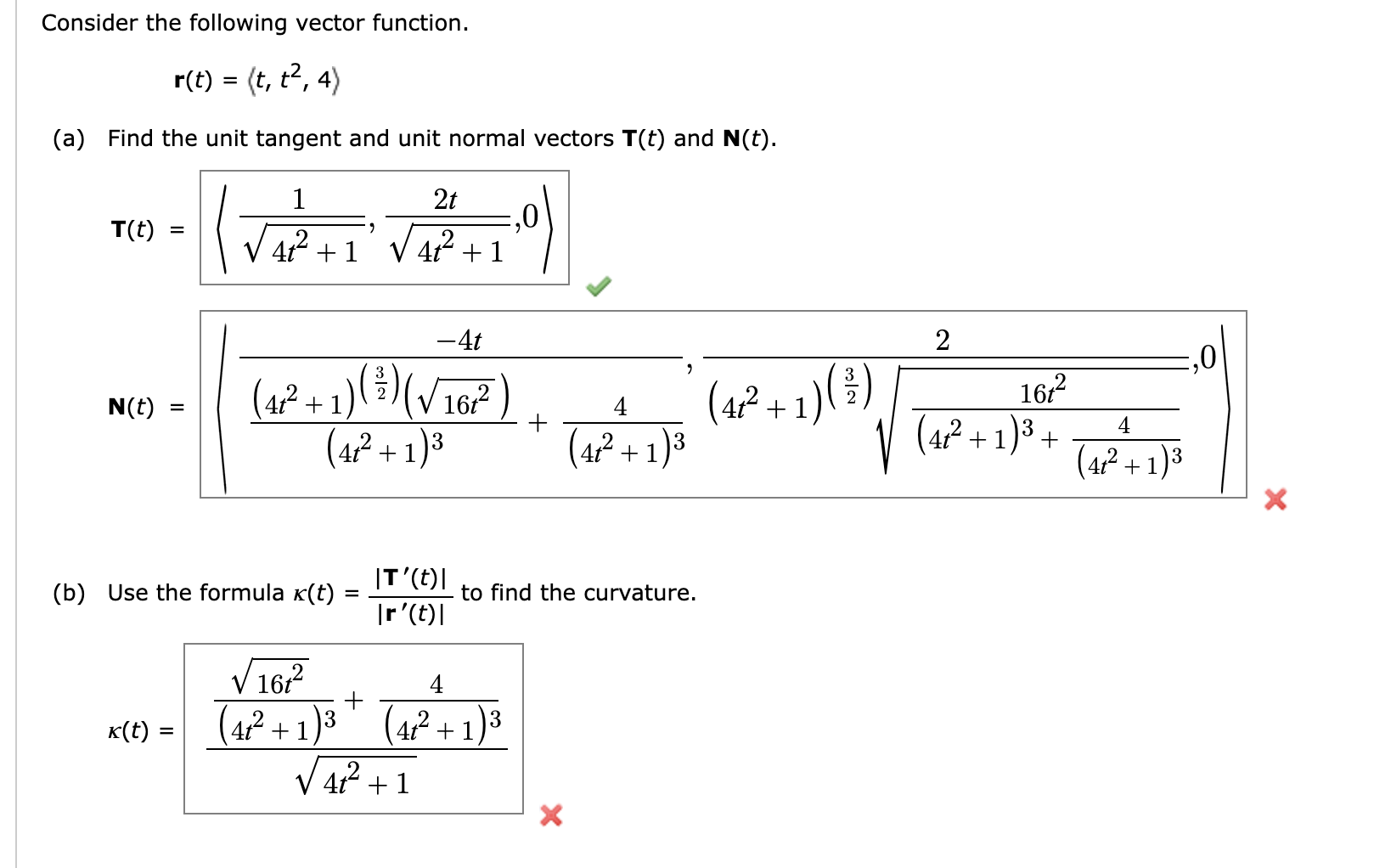 Solved Consider the following vector function. r(t)= t,t2,4 | Chegg.com