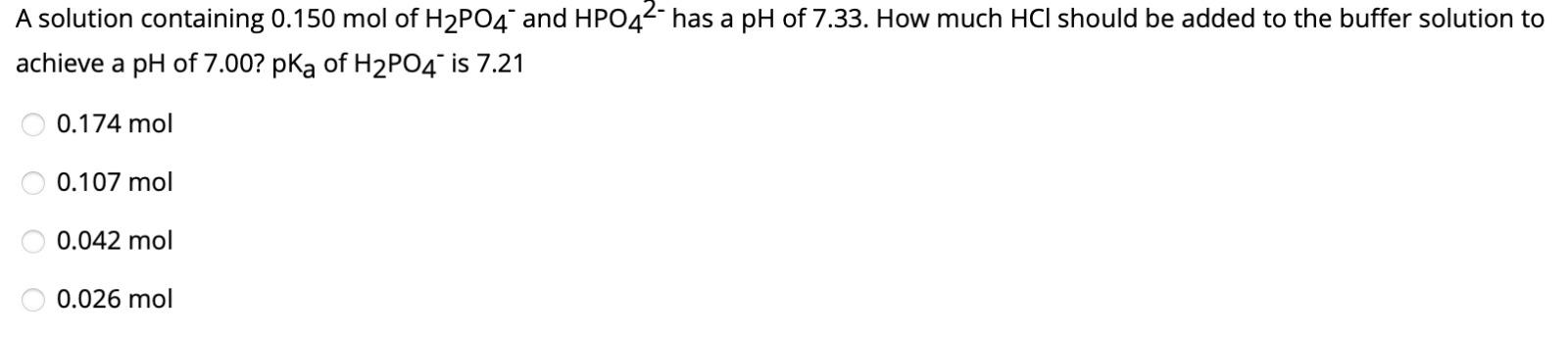 Solved A solution containing 0.150 mol of H2P04 and HPO42- | Chegg.com
