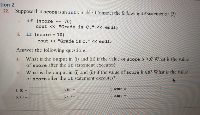 Solved Suppose that score is an int variable. Consider the | Chegg.com