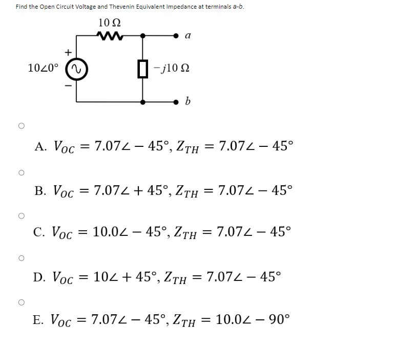 Solved Find the Open Circuit Voltage and Thevenin Equivalent | Chegg.com