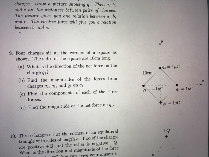 Solved charges. Draw a picture shouing q. Then a, b, and c | Chegg.com