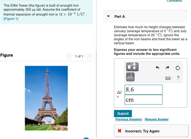 Solved Constants The Eiffel Tower (the figure) is built of | Chegg.com