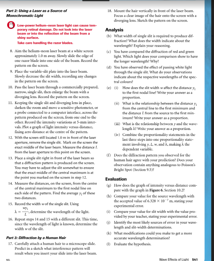 Diffraction of Light in a Single Slit This | Chegg.com