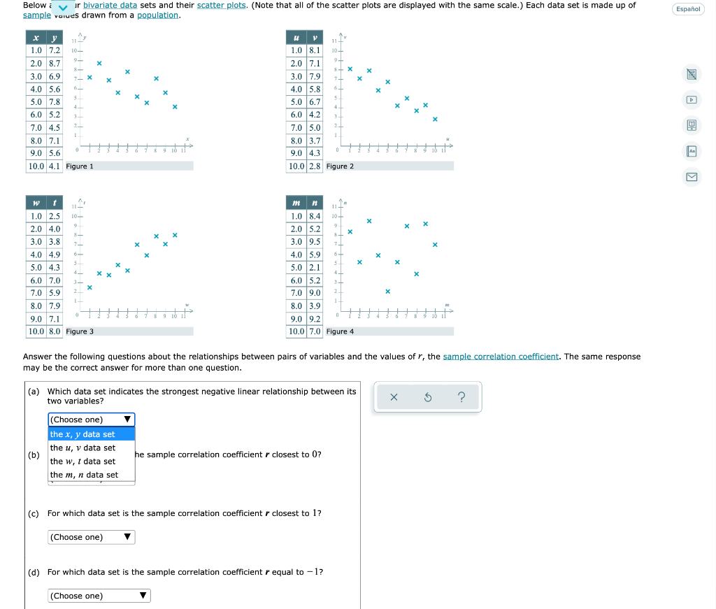Solved Below vir bivariate data sets and their scatter | Chegg.com
