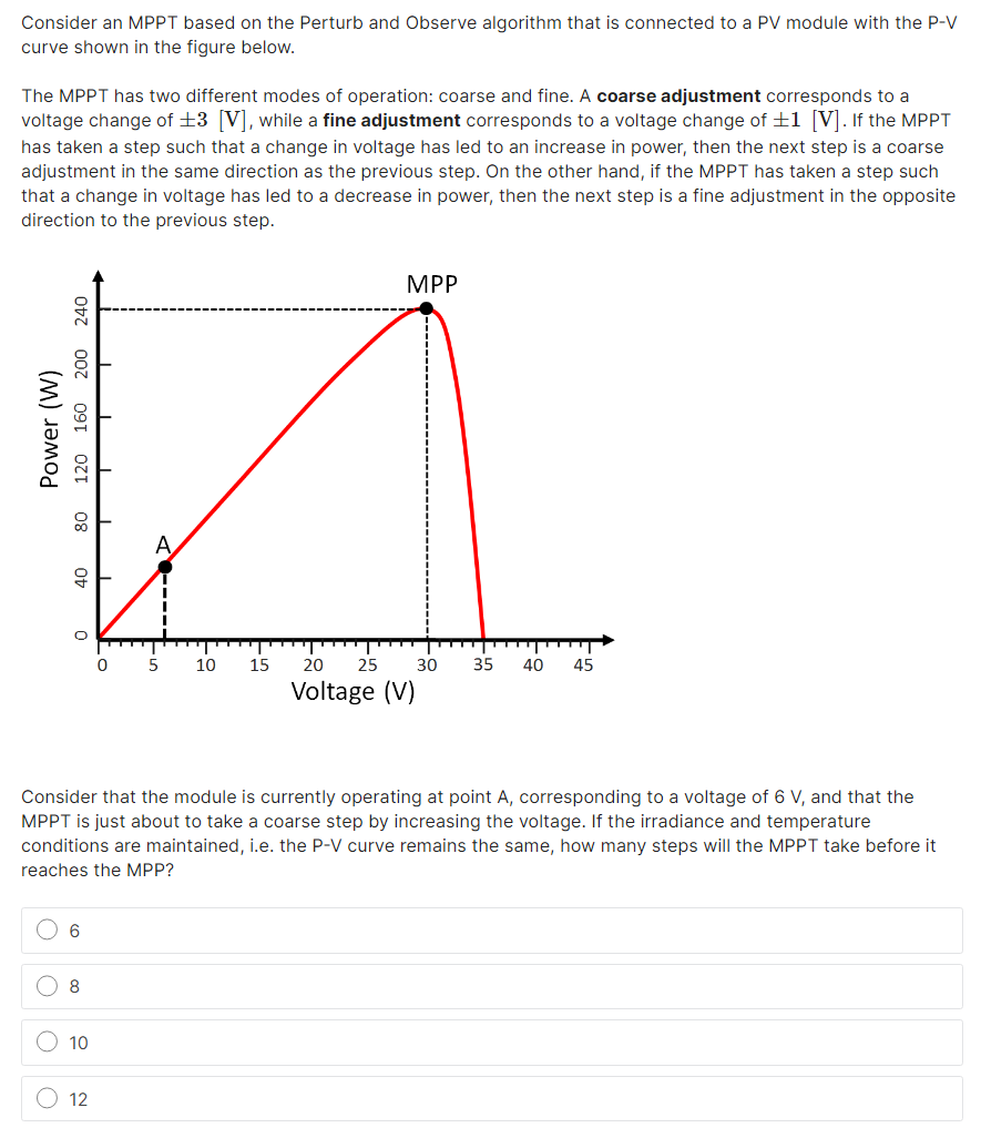 Solved Consider an MPPT based on the Perturb and Observe | Chegg.com