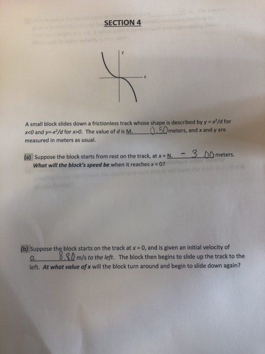 Solved SECTION 4 A small block slides down a frictionless | Chegg.com