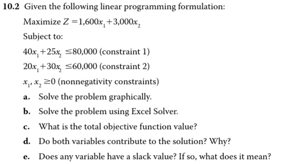 Solved .2 Given the following linear programming | Chegg.com
