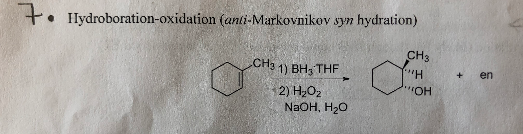 Solved + Hydroboration-oxidation (anti-Markovnikov syn | Chegg.com