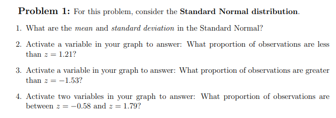 Solved Problem 1: For this problem, consider the Standard | Chegg.com