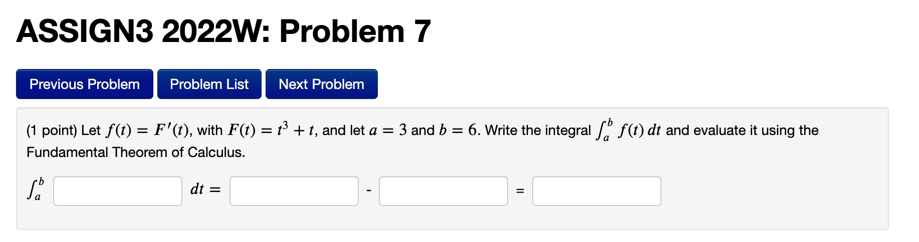 Solved ASSIGN3 2022W: Problem 7 Previous Problem Problem | Chegg.com Solved ASSIGN3 2022W: Problem 7 Previous Problem Problem | Chegg.com