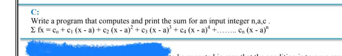 Solved C: Write a program that computes and print the sum | Chegg.com