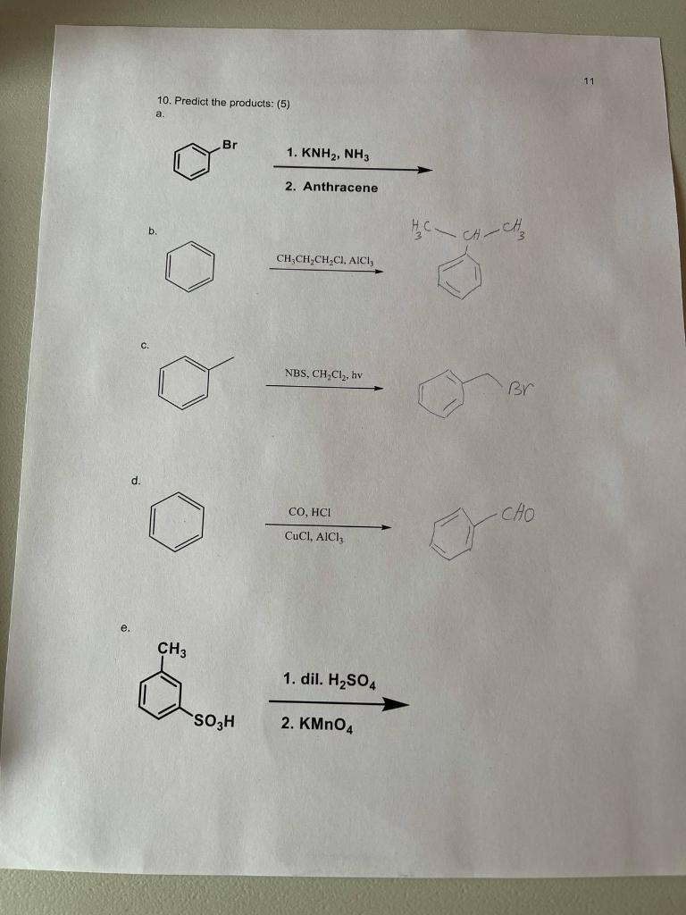 Solved 10. Predict the products: (5) a. Br 1. KNH2, NH3 2. | Chegg.com