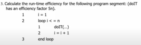 Solved 3. Calculate the run-time efficiency for the | Chegg.com