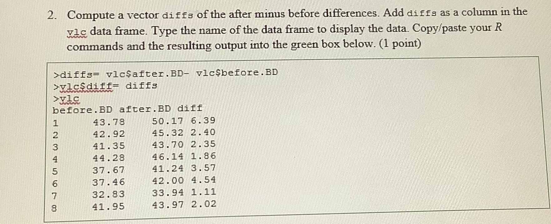 1. Run the VLC applet (see handout), save the data in | Chegg.com