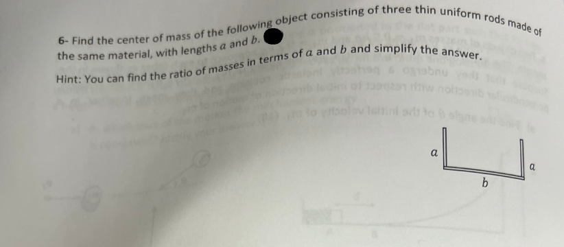 Solved 6- Find the center of mass of the following object | Chegg.com